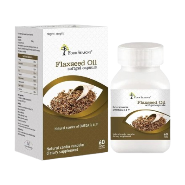 Buy Four Seasons Ayurveda Flaxseed Oil Capsule - Uses, Benefits & Dosage